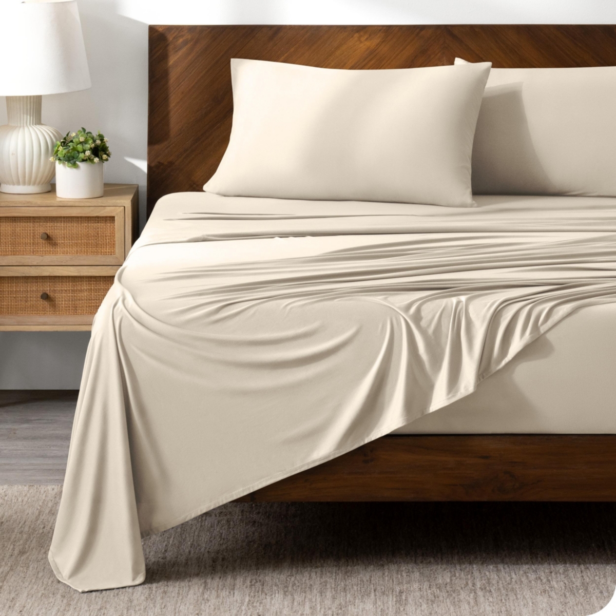 Click here for Bare Home 4 Way Microfiber Stretch Knit Sheet Set... prices