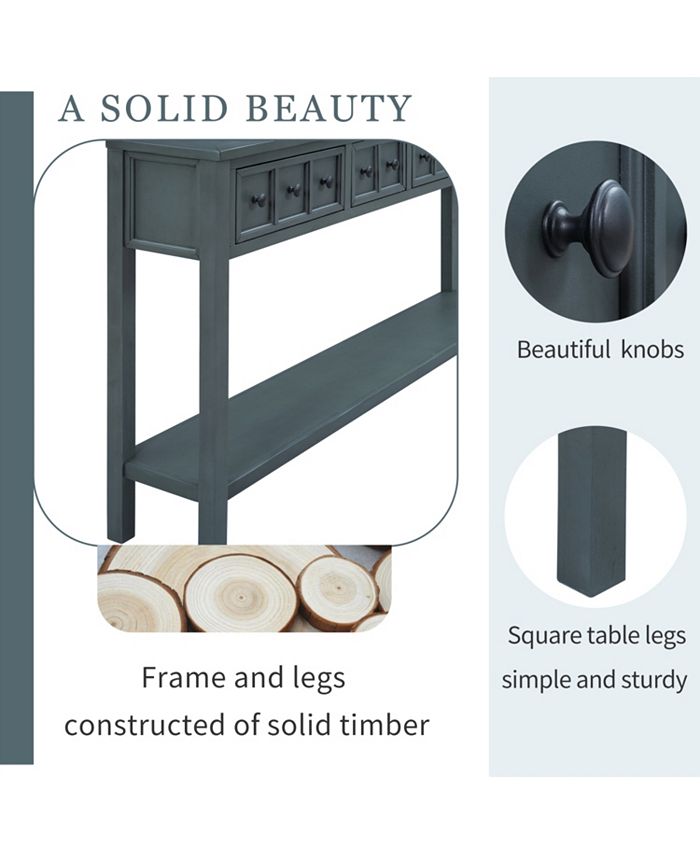 Simplie Fun Rustic Entryway Console Table, 60 Long Sofa Table With Two ...