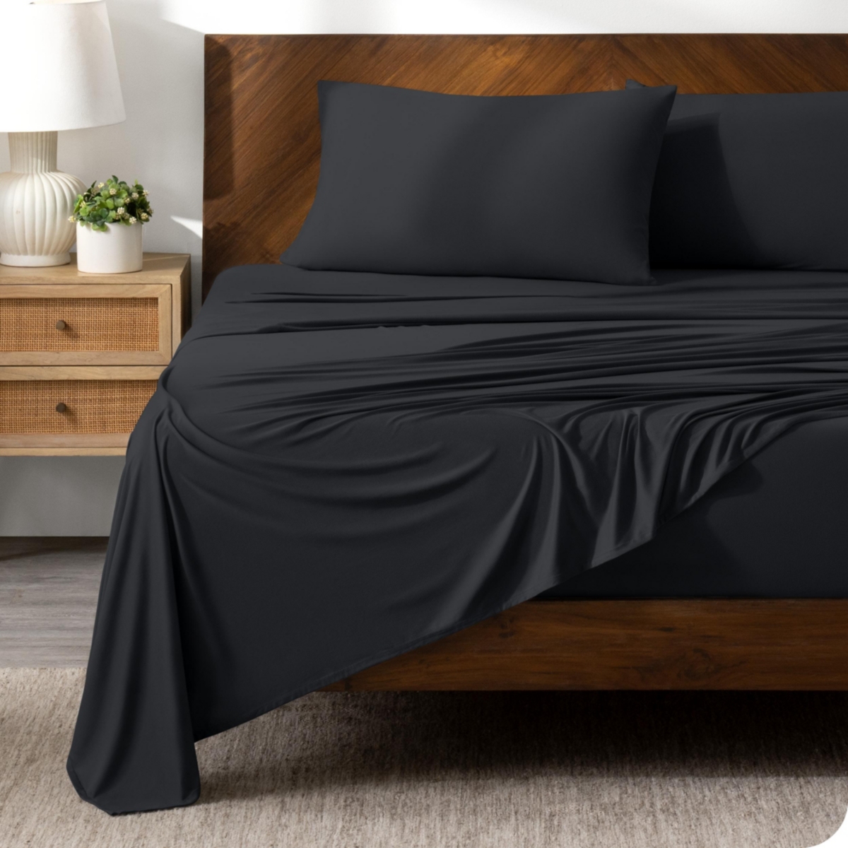 Click here for Bare Home 4 Way Microfiber Stretch Knit Sheet Set... prices