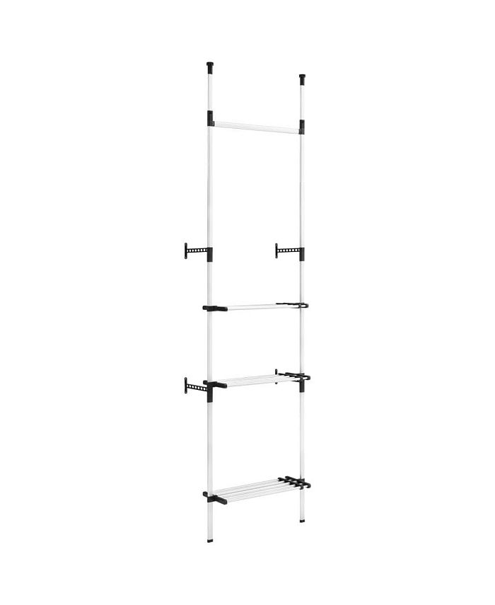 vidaXL Telescopic Wardrobe System with Rods and Shelf Aluminum - Macy's