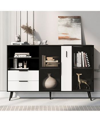 Simplie Fun Two-Door Storage Cabinet with Drawers & Metal Handles - Macy's