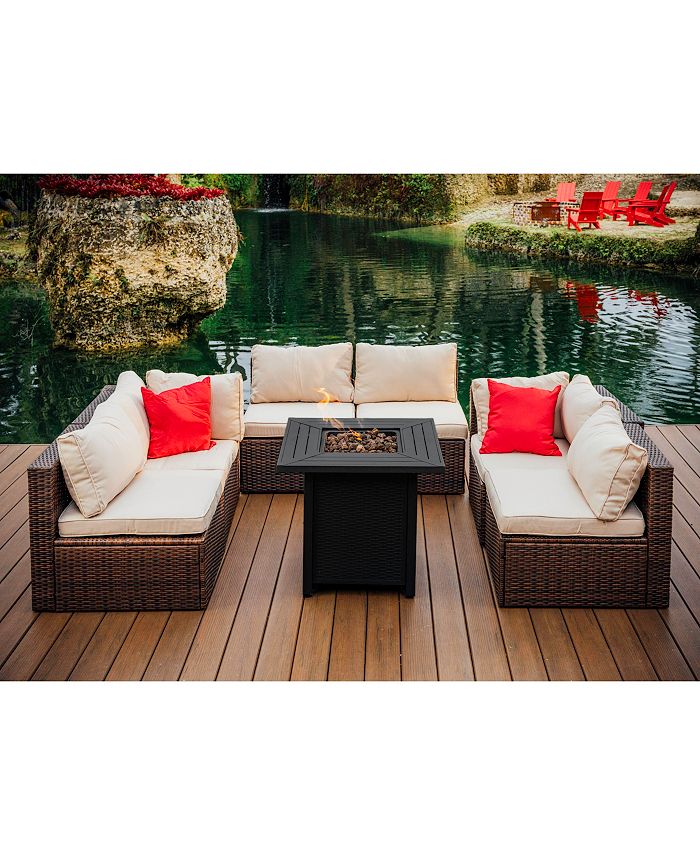 Nestl 28" Wicker Rattan Fire Pit Table - Grey - Macy's