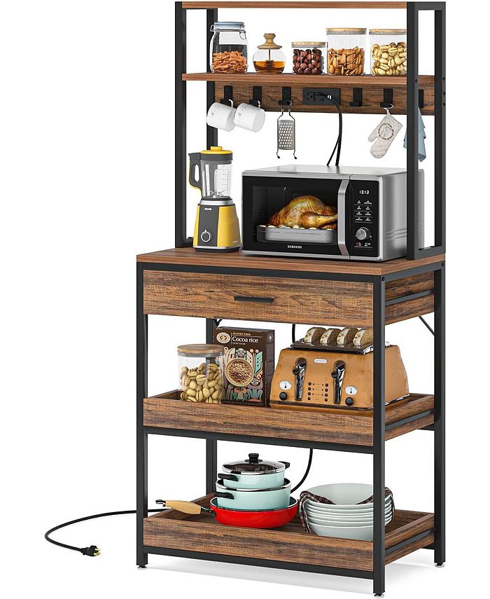 Tribesigns Kitchen Bakers Rack with Power Outlets, 5-Tier Microwave ...
