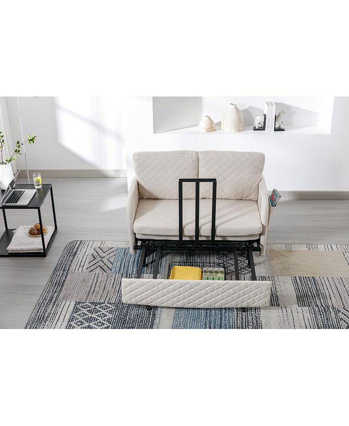 Simplie Fun Convertible Sleeper Sofa Bed, Modern Velvet Loveseat Couch ...