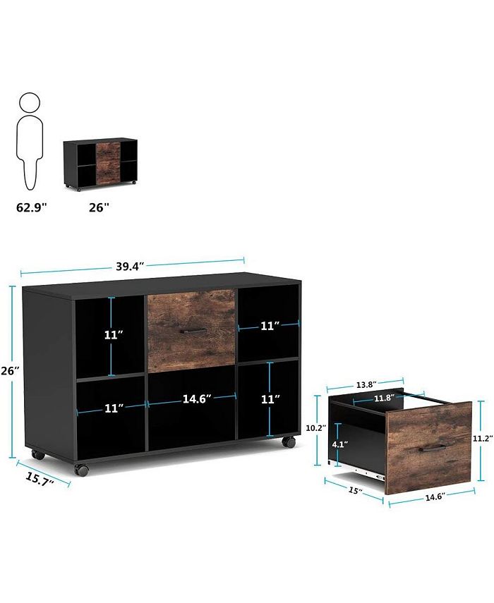 Tribesigns 2 Drawer File Cabinet, Large Mobile Lateral Filing Cabinet for Letter Size, Printer ...