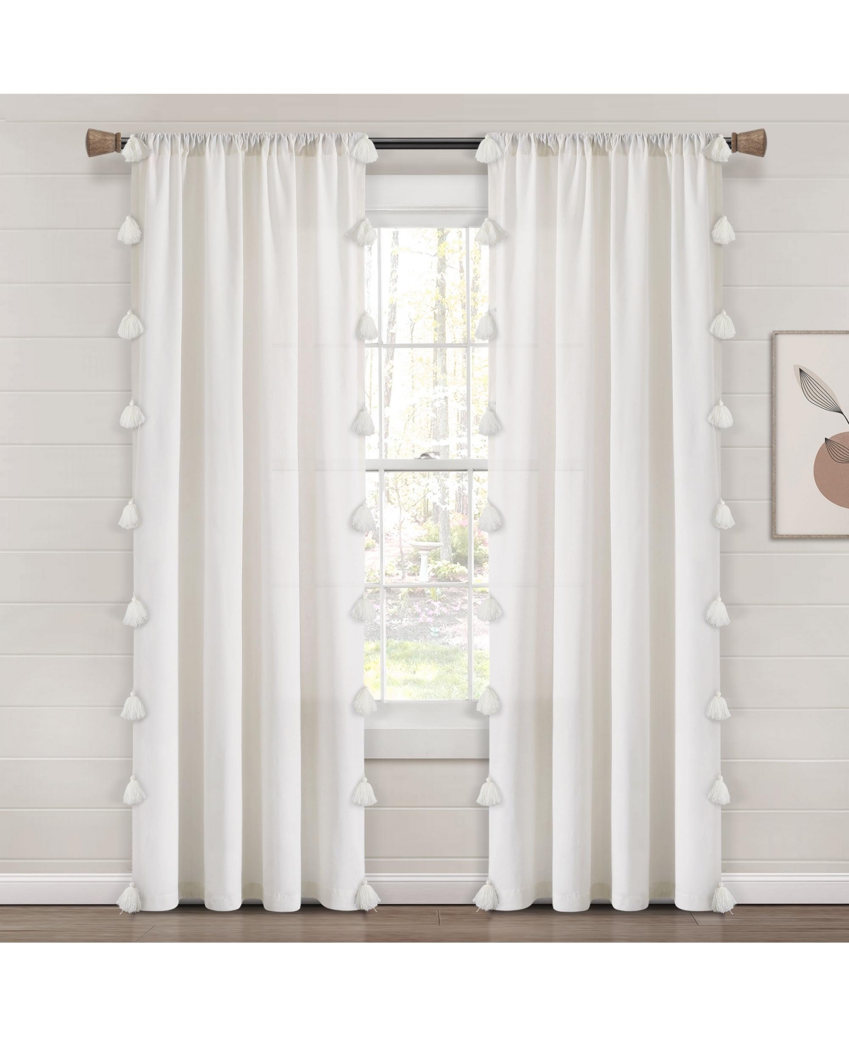 Click here for Lush Decor Boho Faux Linen Texture Tassel Window C... prices