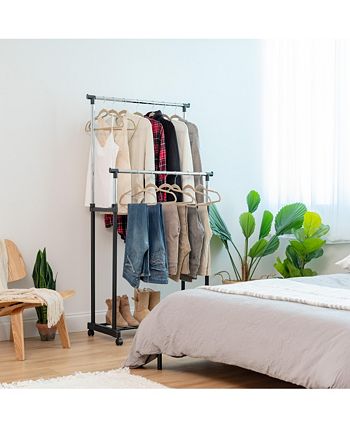 IRIS USA Adjustable Double Rod Clothes Rack, Garment Rack, Clothing ...