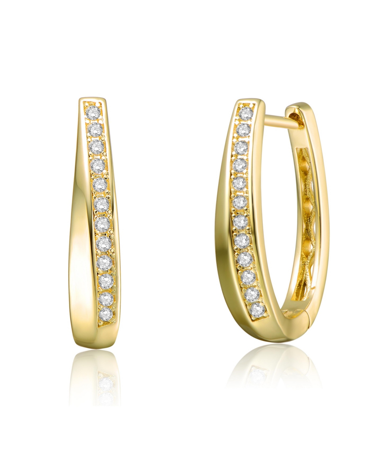 Click here for 14k Yellow Gold Plated Hoop Earrings with Clear Cu... prices