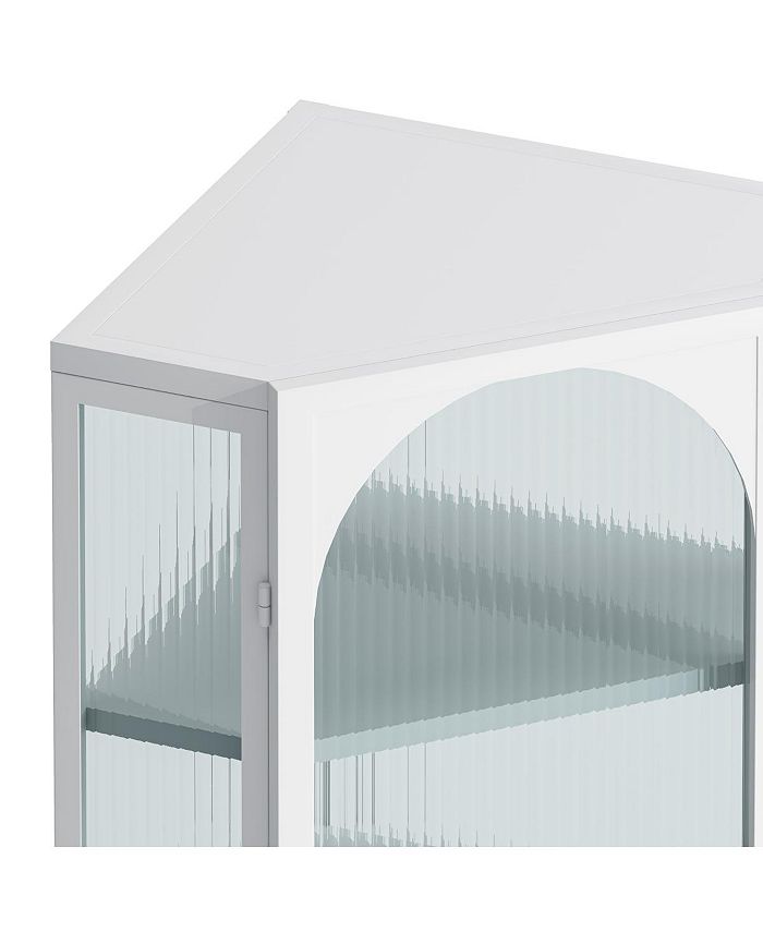 Simplie Fun White Wall Mounted Corner Cabinet with Four-tier Storage ...