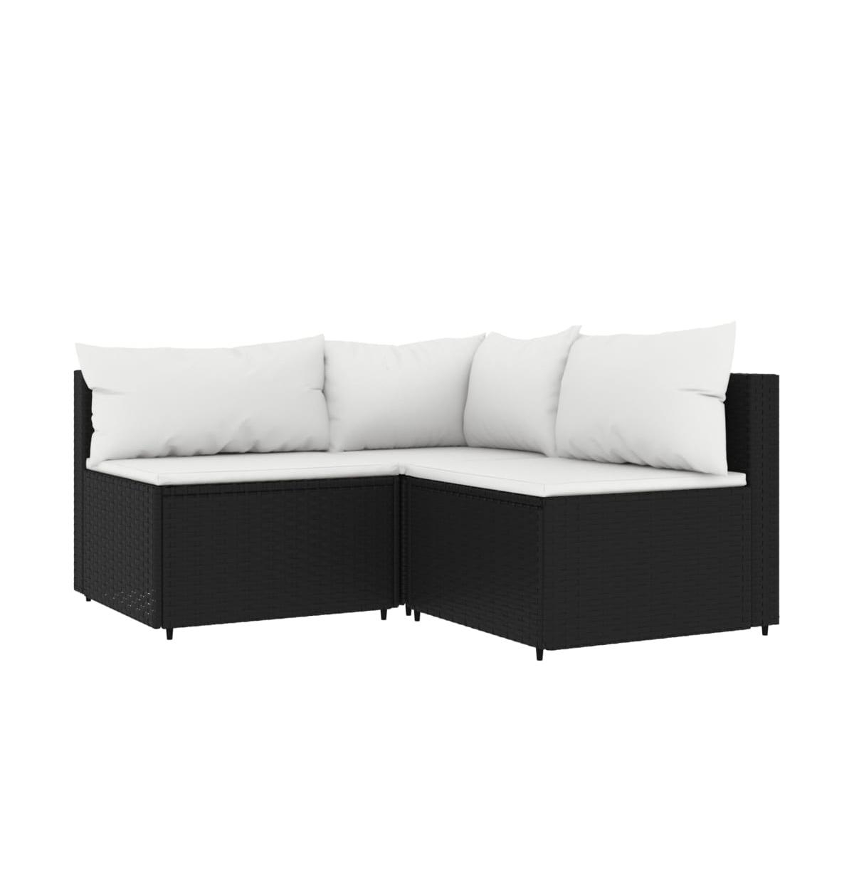 Click here for vidaXL 3 Piece Patio Lounge Set with Cushions Blac... prices