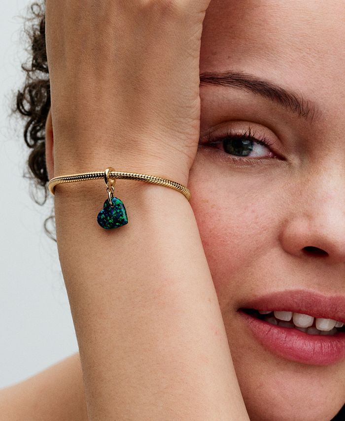 Pandora 14K Gold-Plated Opalescent Green Heart Dangle Charm - Macy's