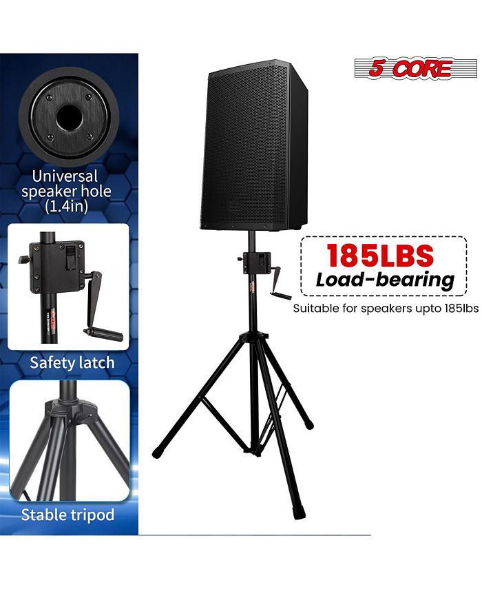 5 Core Speaker Stand Tripod Crank Up Height Adjustable Tall Heavy Duty ...