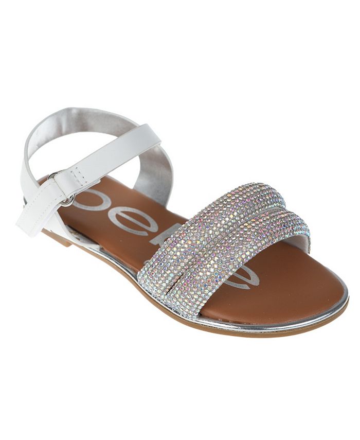Bebe Big Girl's Rhinestone Tubular Sandal with Butterfly Chop Outs ...