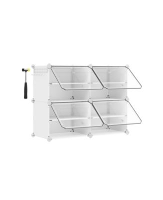 Slickblue Interlocking Shoe Rack, Cubes Shoe Organizer with Doors ...