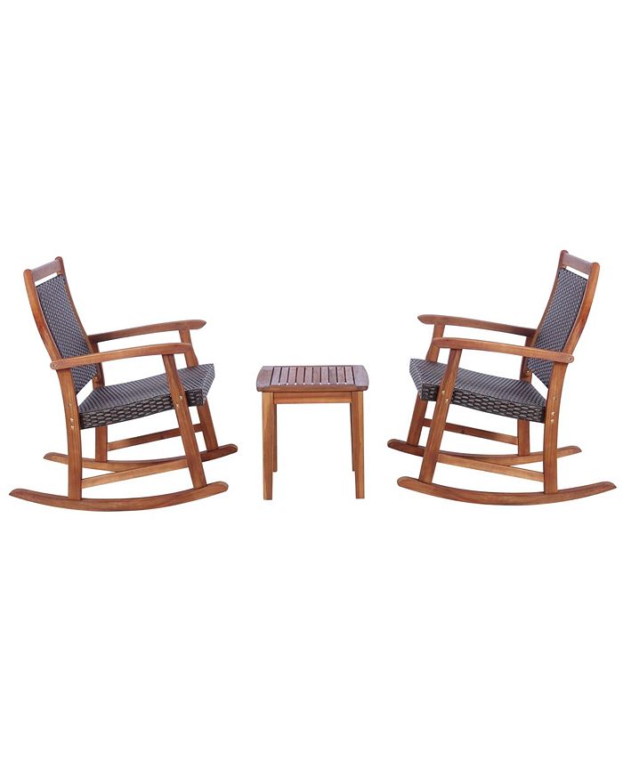 Gymax 3PCS Patio Rocking Chair & Table Set Outdoor Conversation Bistro ...