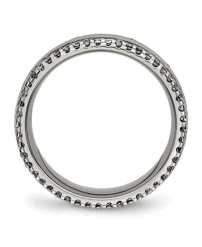 Chisel Titanium Polished with CZ Concave Wedding Band Ring - Macy's