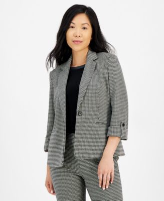 AK Anne Klein Petite One-Button Roll-Tab Blazer - Macy's