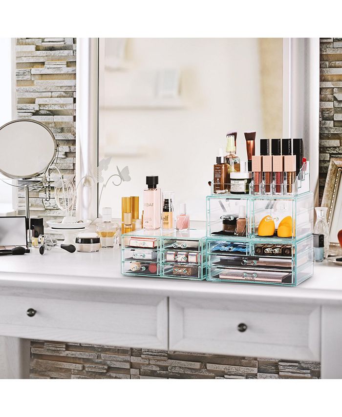 Sorbus X-Large Clear Black Makeup Organizer Case - 4 Piece Set (12 ...