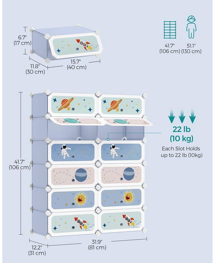 Slickblue Kids' Shoe Rack with Doors, 12-Slot Stackable Storage ...