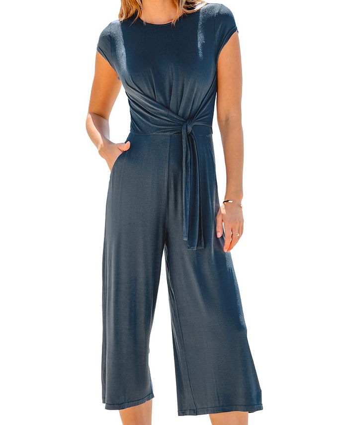 CUPSHE Women's Knotted Sash Capri Jumpsuit - Macy's