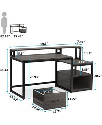 Tribesigns 60 inch Computer Desk with Storage Shelves and File Drawer ...