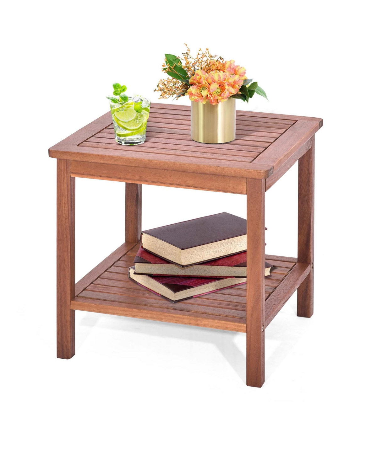 Click here for Costway Patio Acacia Wood Side Table 2-Tier Square... prices