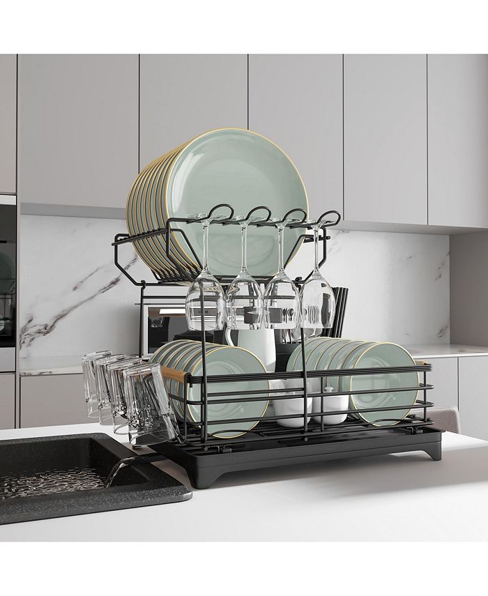 Mega Casa Double-layer Bamboo Dish Rack For Home Kitchen - Macy's