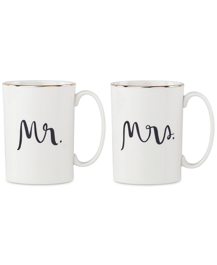 kate spade new york Bridal Party Mr. & Mrs. Mugs, Set of 2 - Macy's