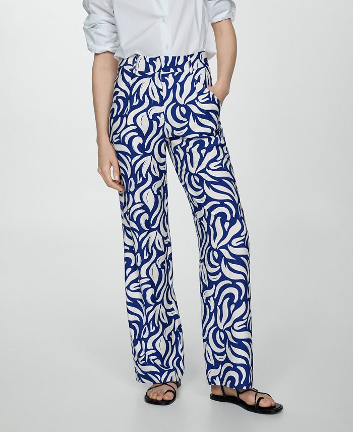MANGO Women's Wide Leg Printed Pants - Macy's
