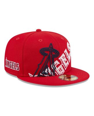 New Era Men's Red Los Angeles Angels Game Day Overlap 59FIFTY Fitted ...