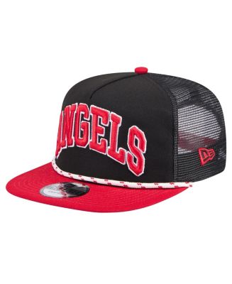 New Era Men's Black Los Angeles Angels Throwback Meshback Golfer Hat ...