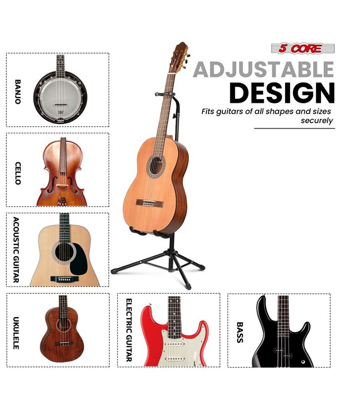 5 Core Guitar Stand Floor Adjustable Heavy Duty Tripod Acoustic ...