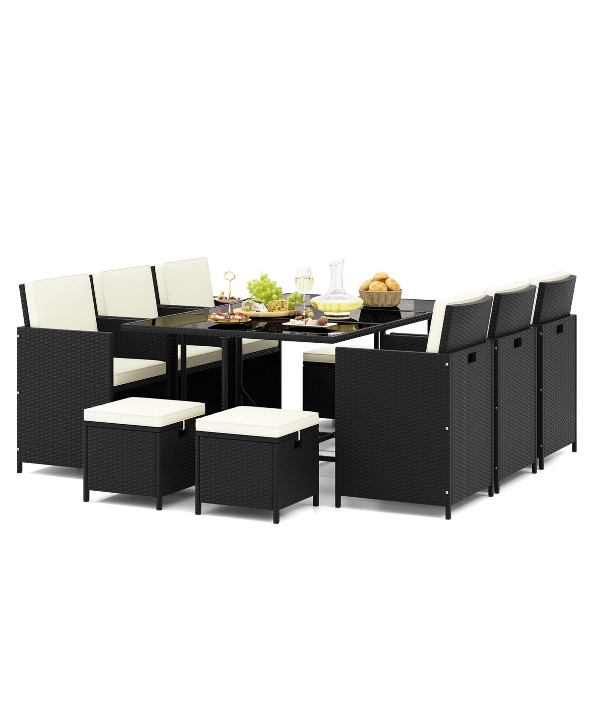 Click here for Costway 11 Pieces Patio Dining Set Space-saving Wi... prices
