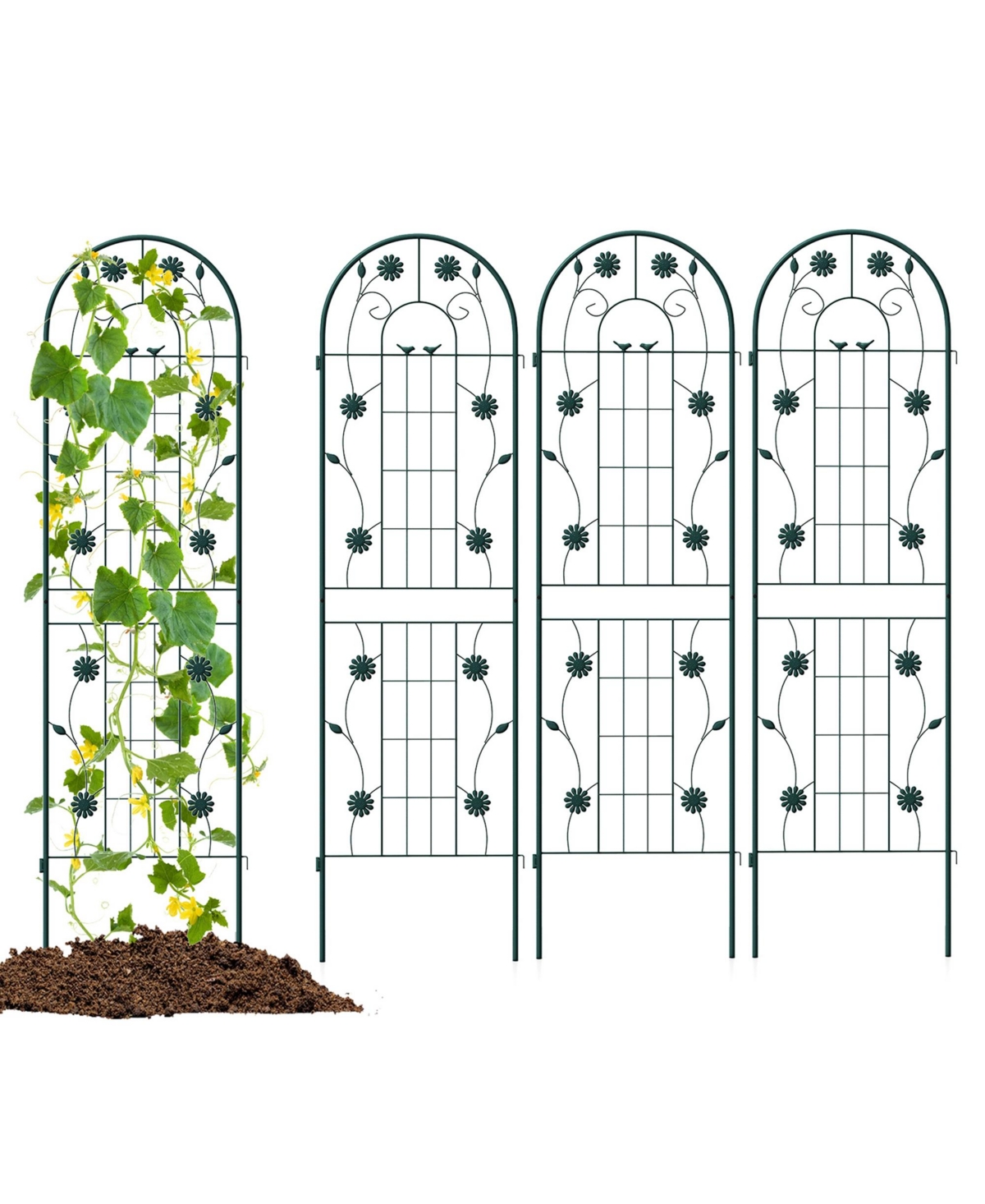 Costway 4 Pack Rustproof Metal Garden Trellis 71" x 20" Wire Lattice ...