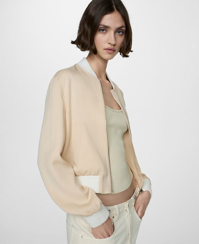 MANGO Women's Linen Lyocell Bomber Jacket - Macy's