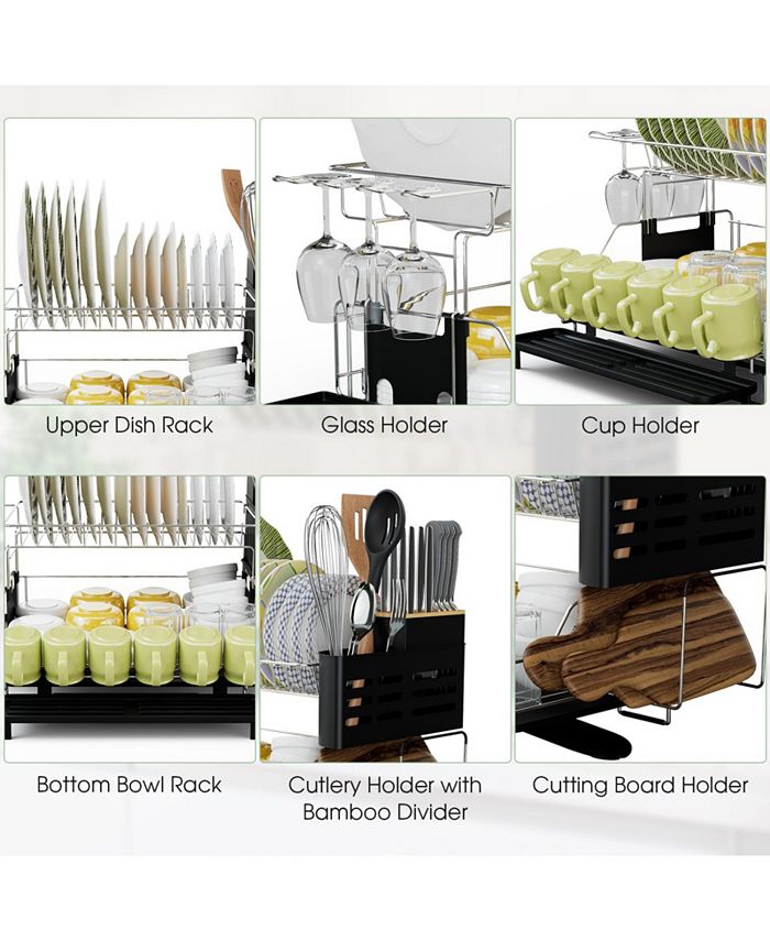 SUGIFT 2-Tier Detachable Dish Drying Rack with Cutlery Holder - Macy's