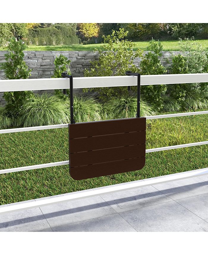 Costway Folding Hanging Table Outdoor Railing Table with 3-Level ...