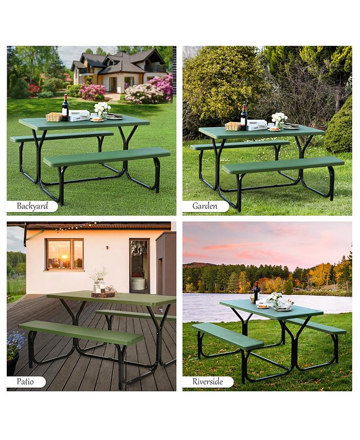 Costway Picnic Table Bench Set Outdoor Backyard Garden Party Dining All ...