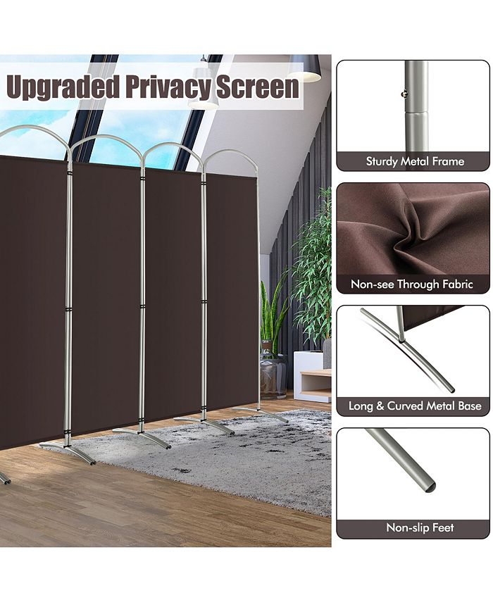 Costway 6 Panels Folding Privacy Screen 6 Ft Tall Fabric Privacy Screen ...