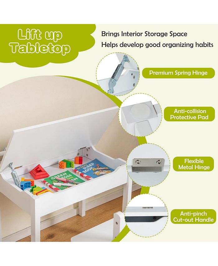 Costway Toddler Craft Table & Chair Set Kids Art Crafts Table with ...