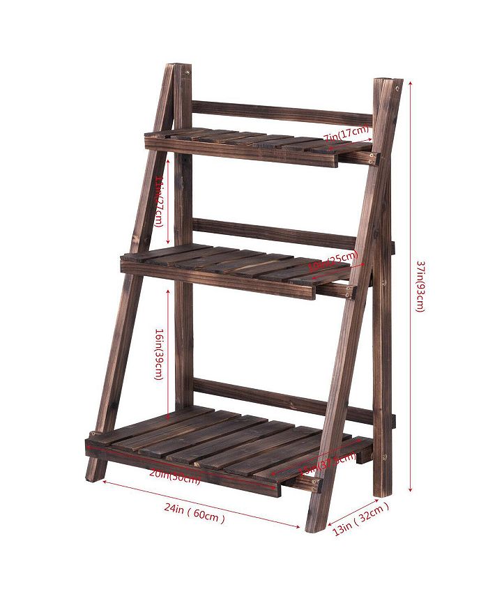 SUGIFT 3 Tier Outdoor Wood Design Folding Display Flower Stand - Macy's