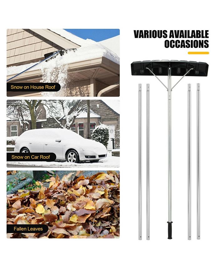 SUGIFT 20 Feet Extendable Aluminum Snow Roof Rake with Anti-slip Handle ...