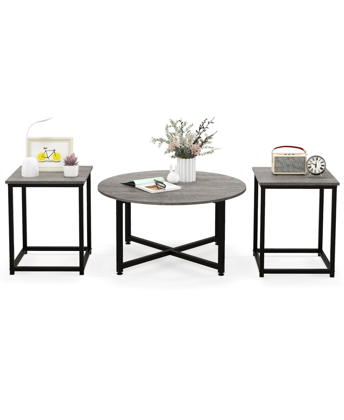 Click here for Costway 3 Pcs Coffee Table Set Round Coffee Table... prices