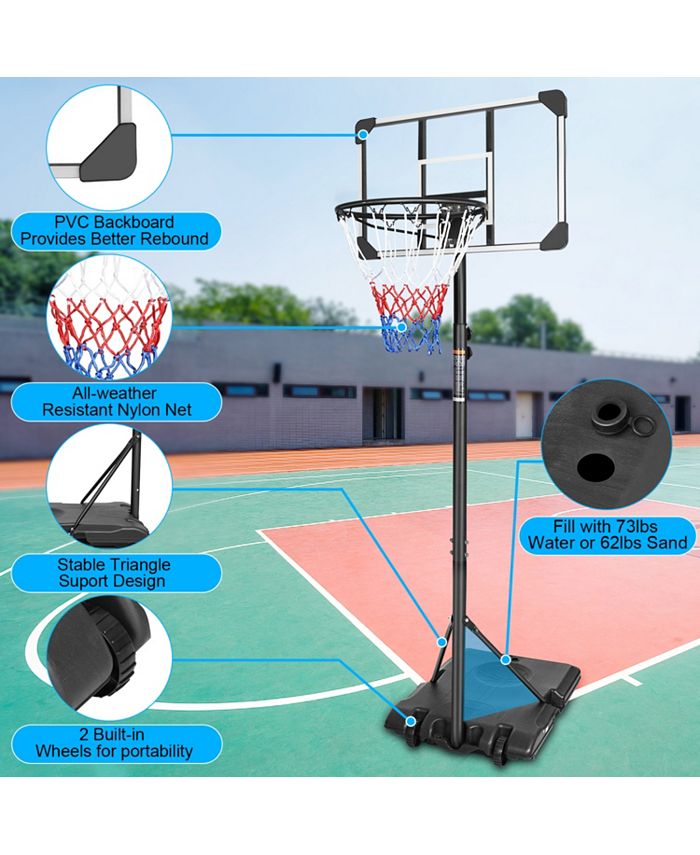 Simplie Fun Adjustable Portable Basketball Hoop System with Stable Base ...
