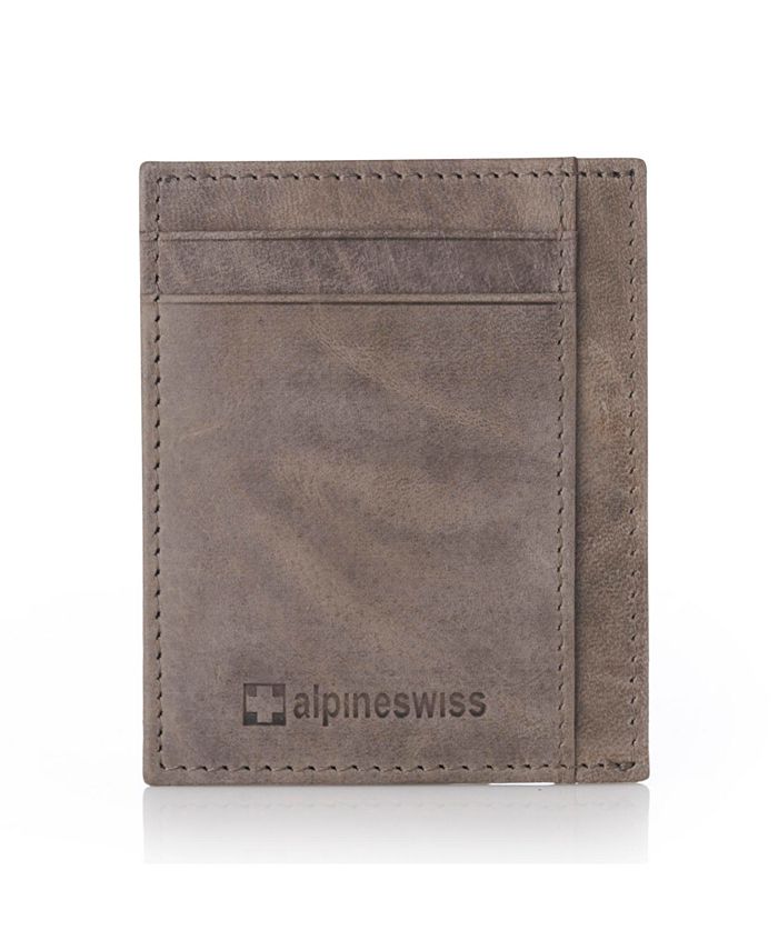 Alpine Swiss RFID Safe Front Pocket Wallet Leather Thin Minimalist ID ...
