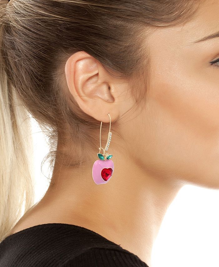 Betsey Johnson Faux Stone Apple Dangle Earrings - Macy's