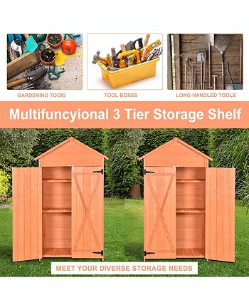 Simplie Fun Lockable Wood Storage Shed for Patio and Garden - Macy's