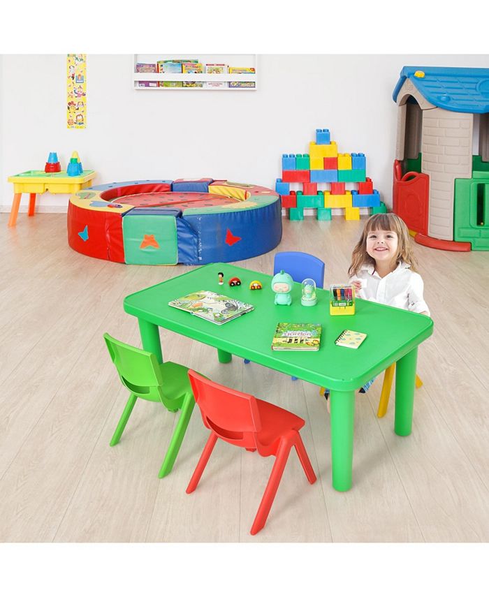 Slickblue Kids Colorful Plastic Table and 4 Chairs Set - Macy's
