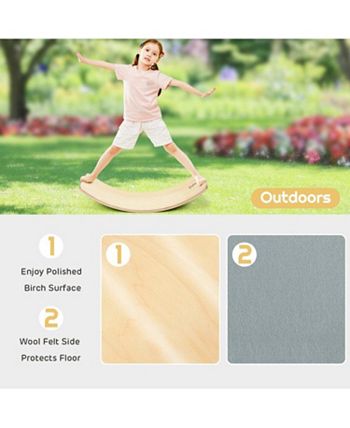 Slickblue Wooden Wobble Balance Board Kids 35'' Rocker Yoga Curvy Board ...