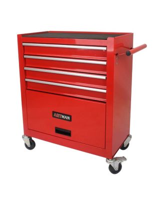 4 Drawers Multifunctional Red Tool Cart With Wheels
